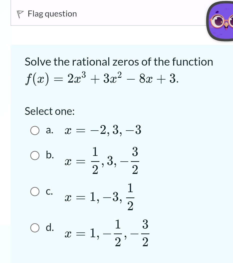 Solve the rational zeros of the function | StudyX