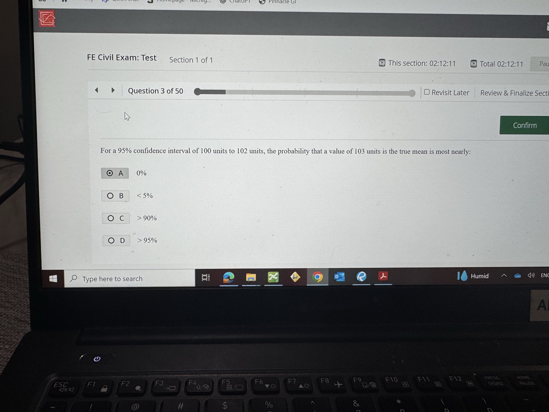 FE Civil Exam: Test Section 1 of 1 This