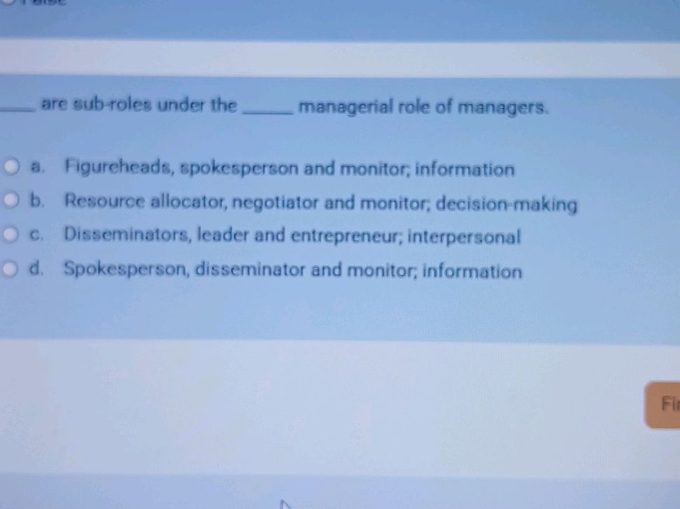are sub-roles under the managerial role of