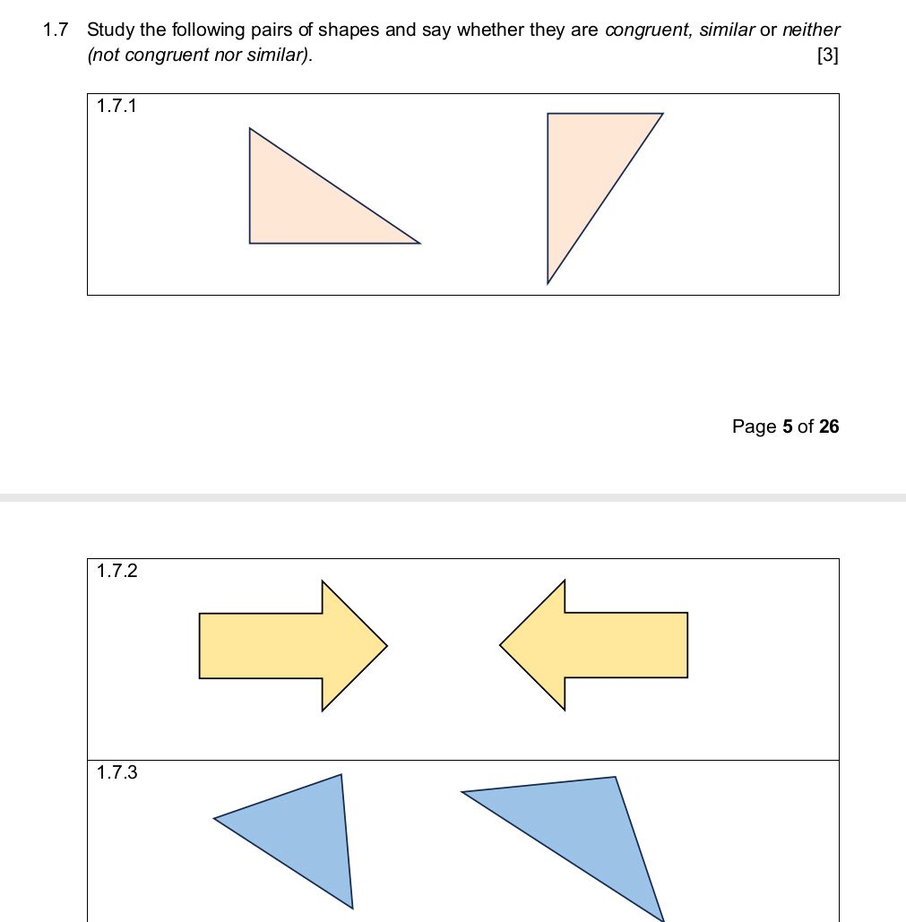 7 Study the following pairs of shapes and