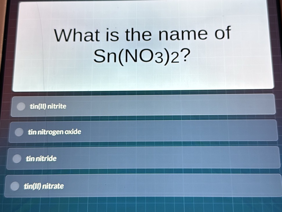 What is the name of $ {Sn} ( {NO}{3} ){2}$