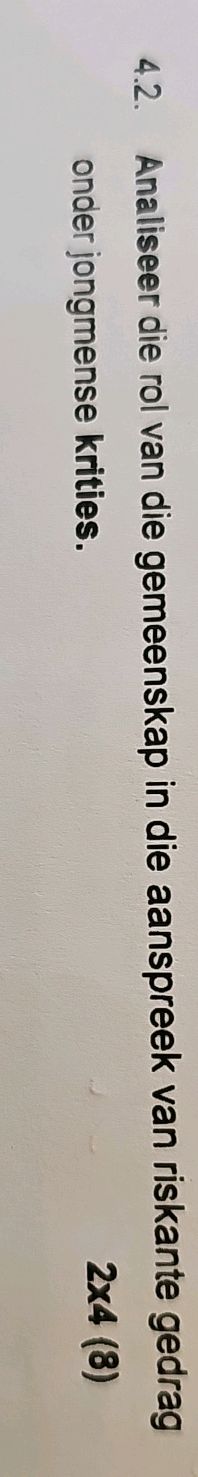 4.2. Analiseer die rol van die gemeenskap in | StudyX