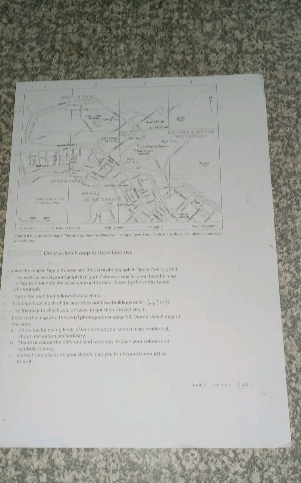 Draw a sketch map to show land use 1.
