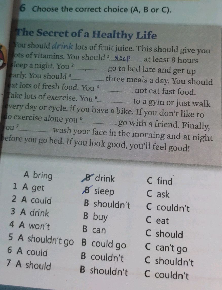 6 Choose the correct choice (A, B or C). The | StudyX