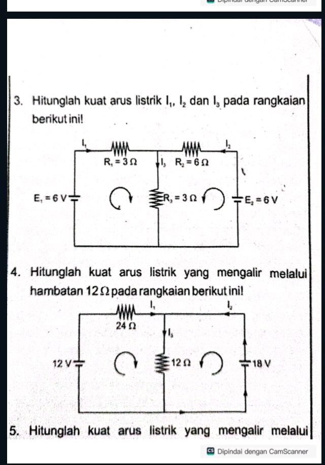 Hitunglah kuat arus listrik $I1$, $I2$ dan