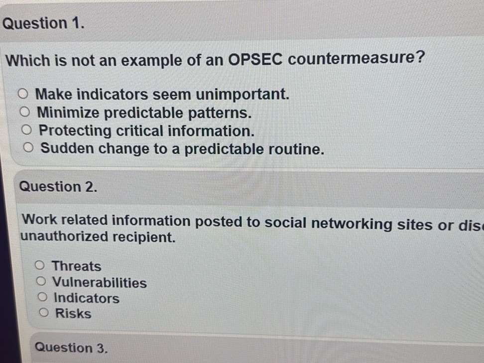 Question 1. Which is not an example of an | StudyX