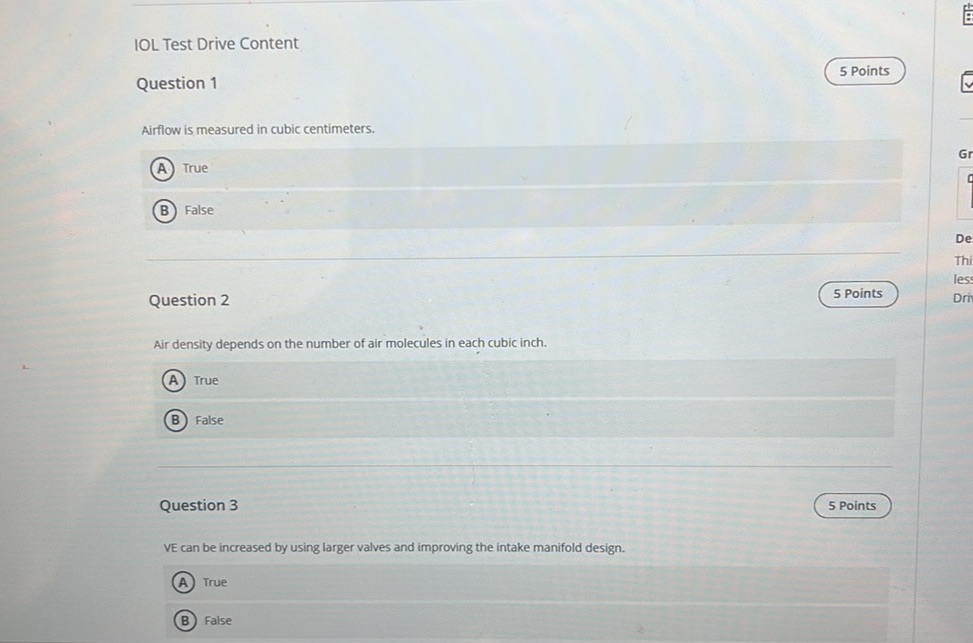 IOL Test Drive Content 5 Points Question 1 | StudyX