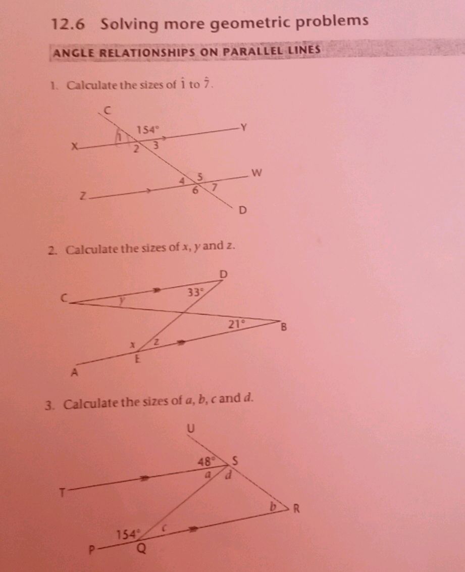1. Calculate the sizes of $ {1}$ to $ {7}$. | StudyX