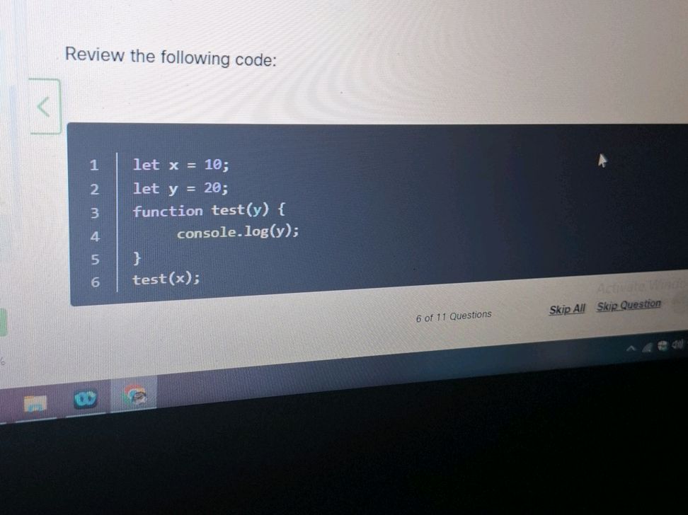 Review the following code: ```javascript | StudyX