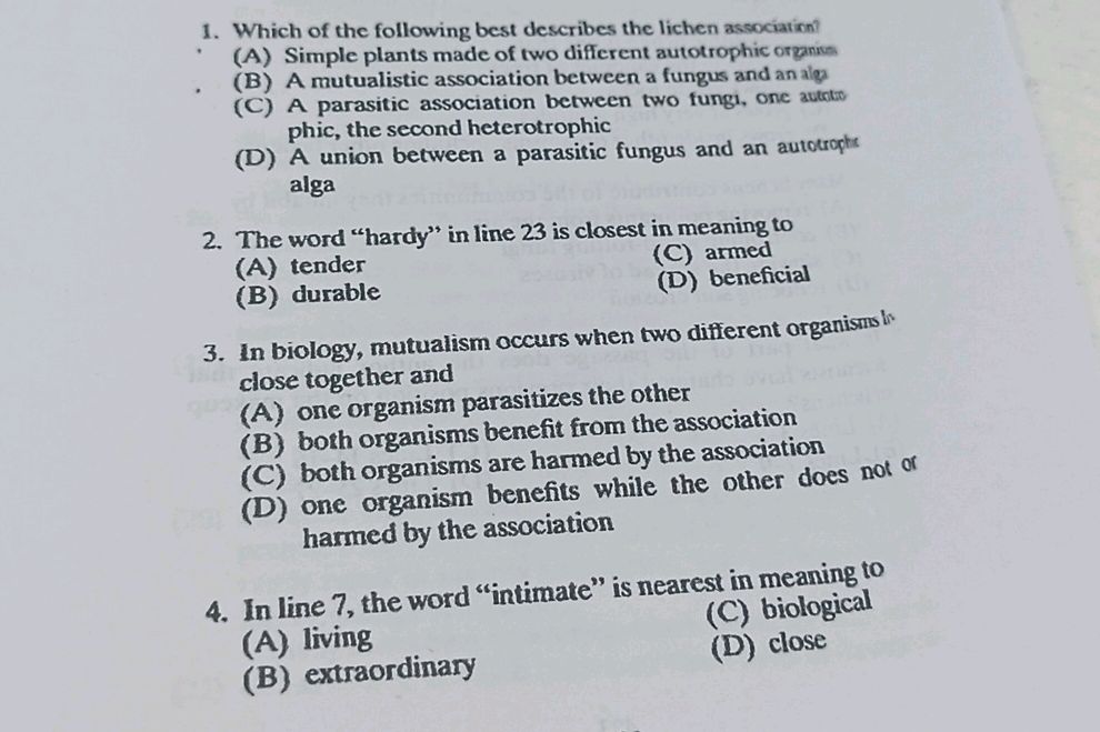 1. Which of the following best describes the | StudyX