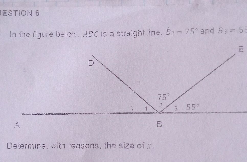 In the figure below, ABC is a straight line. | StudyX