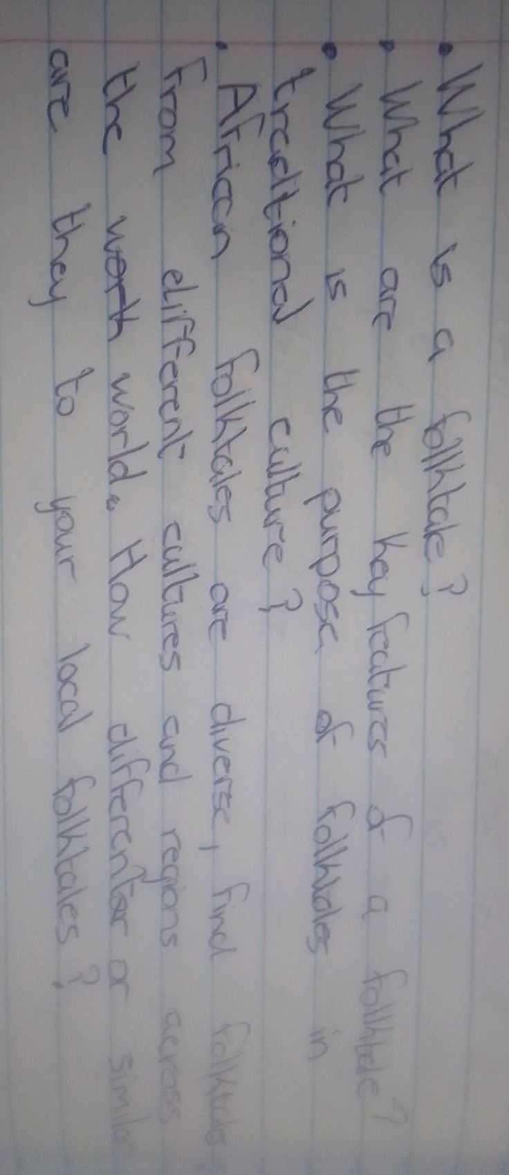 What is a folktale? What are the key