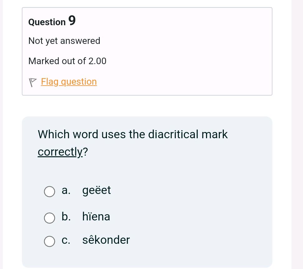 Which word uses the diacritical mark | StudyX