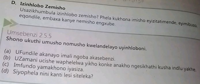 D. Izinhlobo Zemisho Usazikhumbula izinhlobo