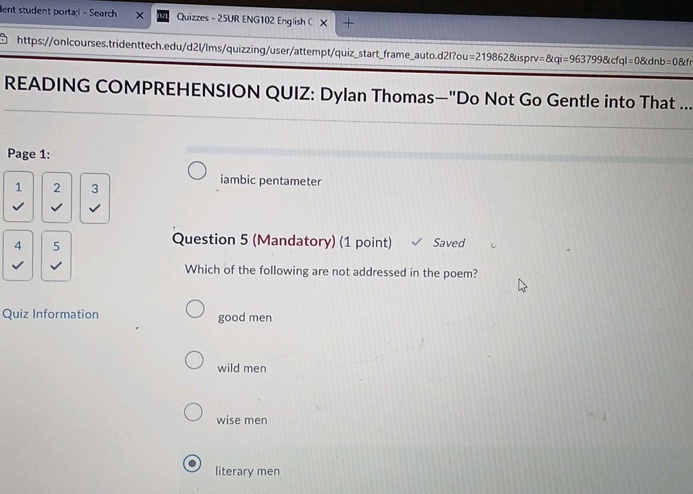 Question 5 (Mandatory) (1 point) Which of | StudyX