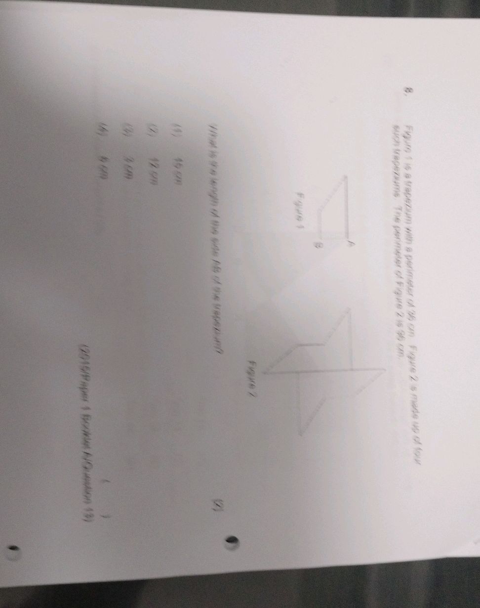 8. Figure 1 is a trapezium with a perimeter | StudyX