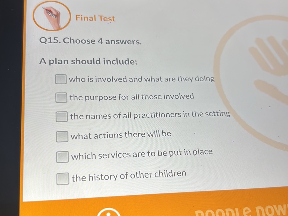 Q15. Choose 4 answers. A plan should | StudyX