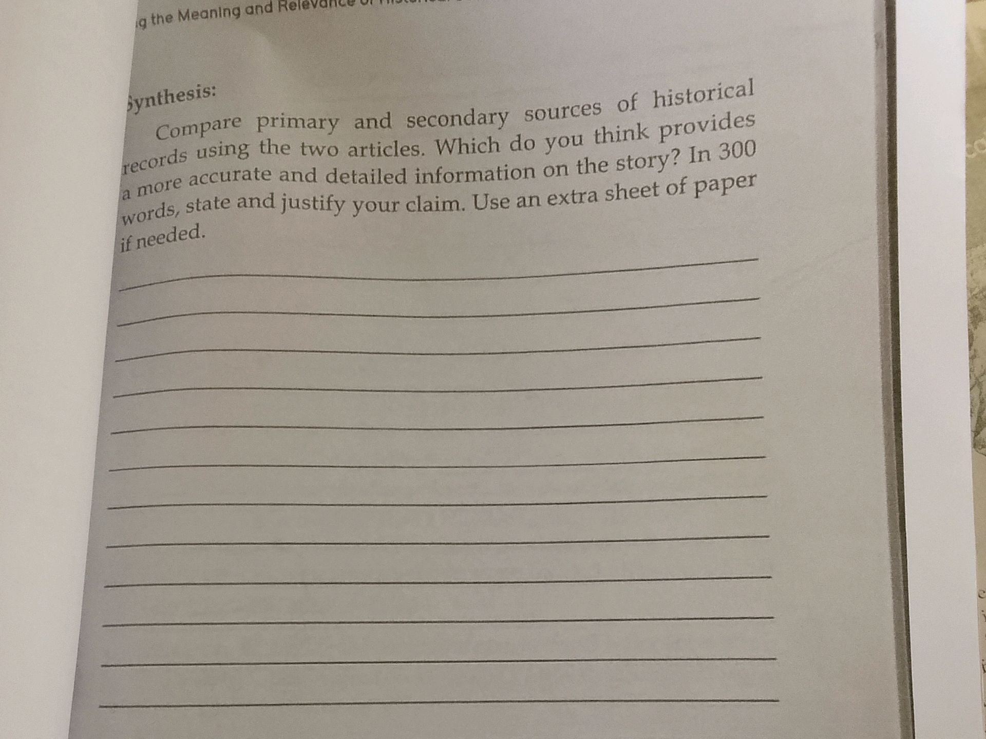 Compare primary and secondary sources of