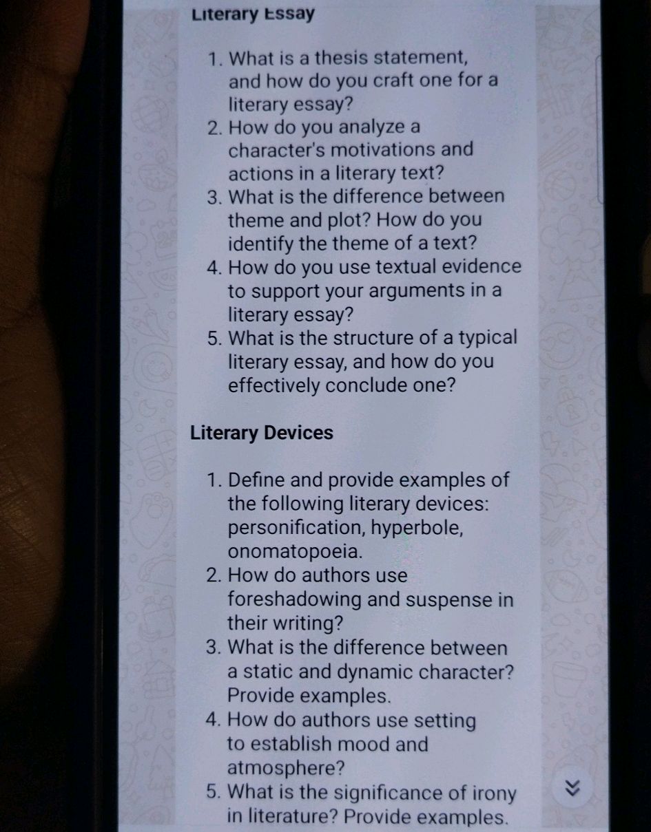 Literary Essay 1. What is a thesis | StudyX