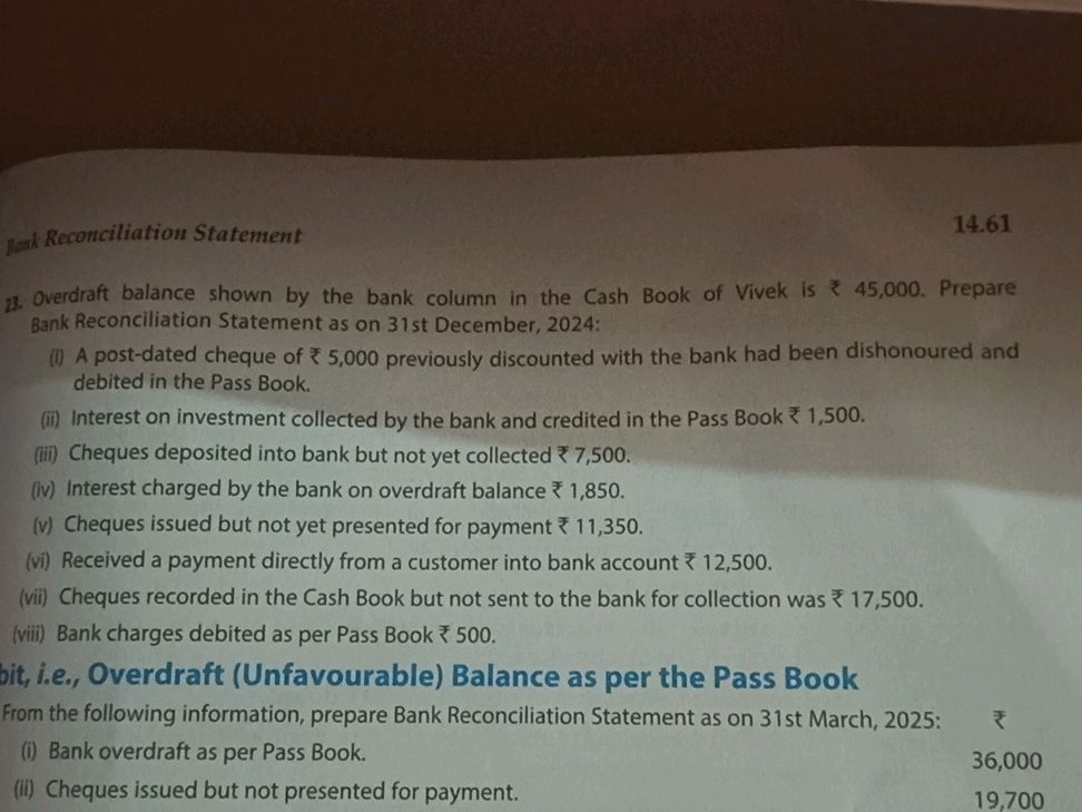 Bank Reconciliation Statement 23. Overdraft | StudyX