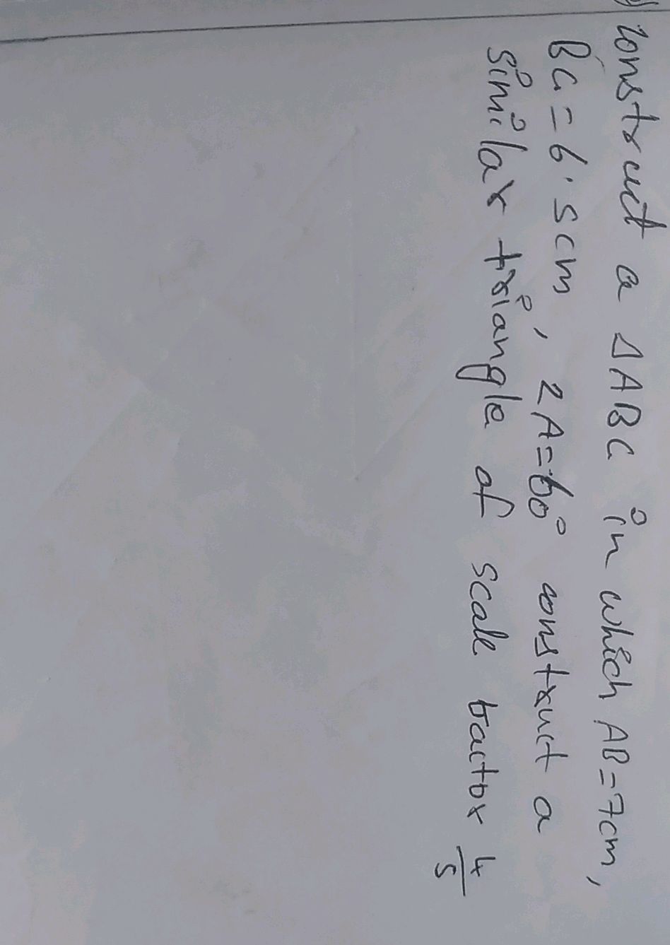 Construct a $ ABC$ in which AB = 7cm, BC = | StudyX