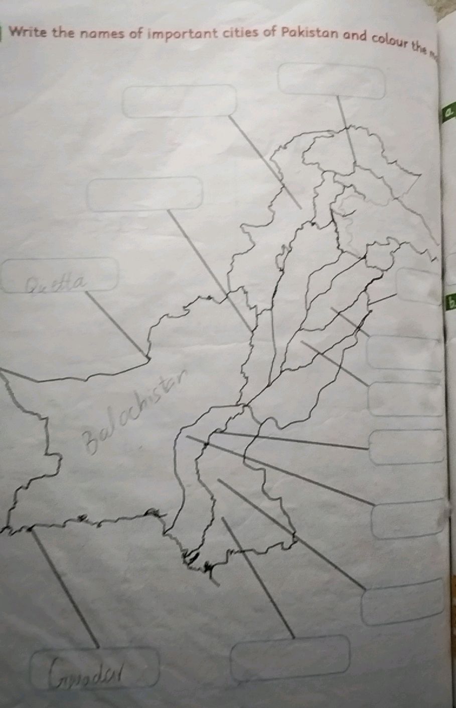 Write the names of important cities of