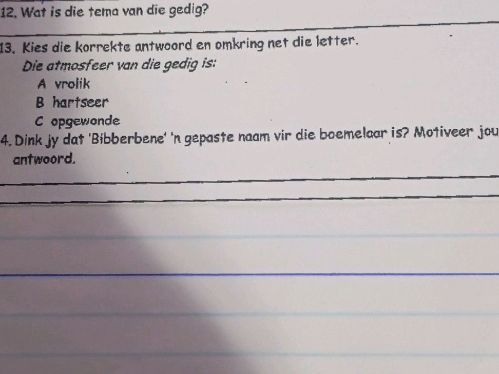 Wat is die tema van die gedig? 13. Kies die