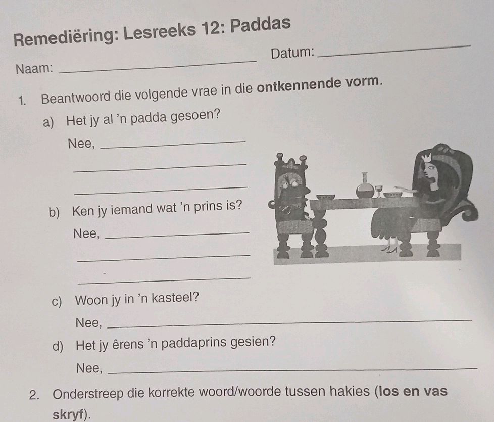 Beantwoord die volgende vrae in die