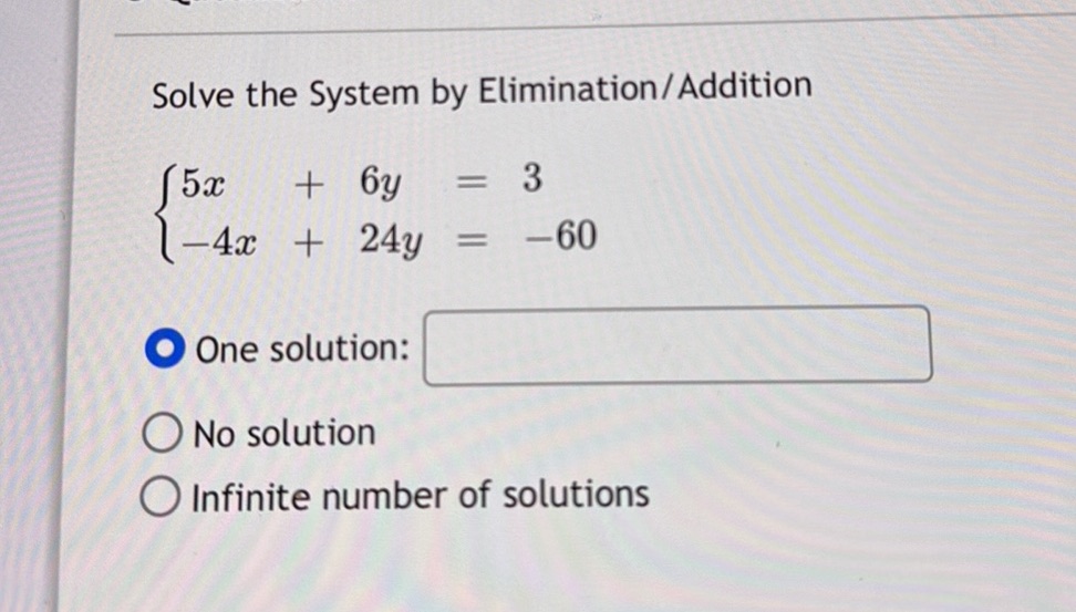Solve the System by Elimination/Addition