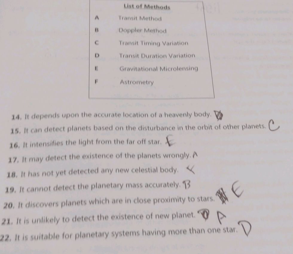 List of Methods A Transit Method B Doppler | StudyX