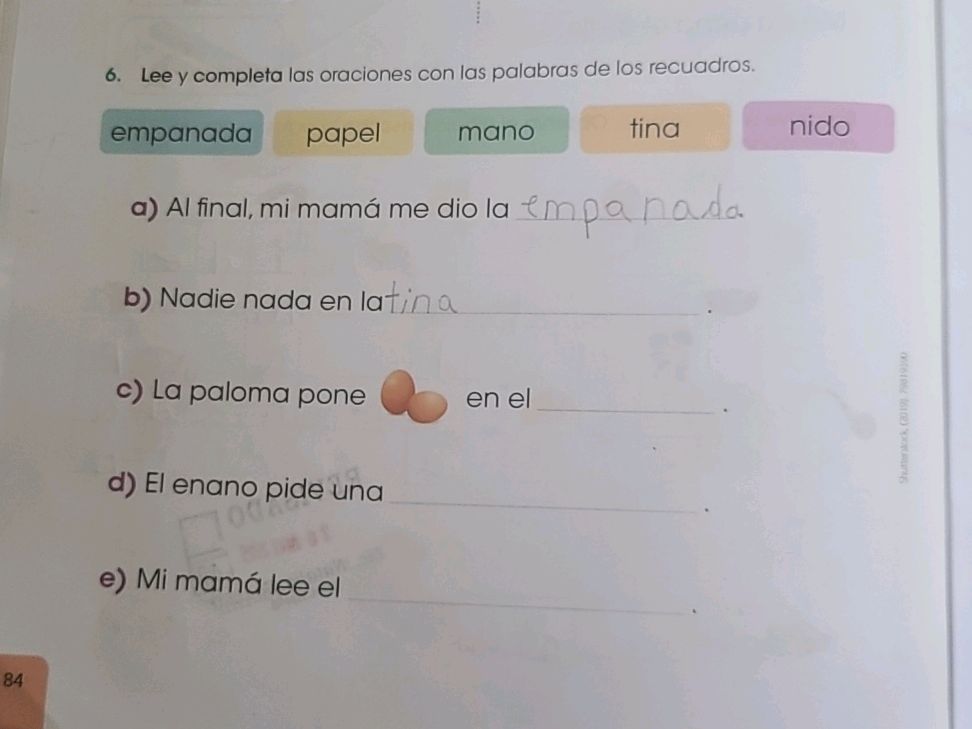 6. Lee y completa las oraciones con las | StudyX