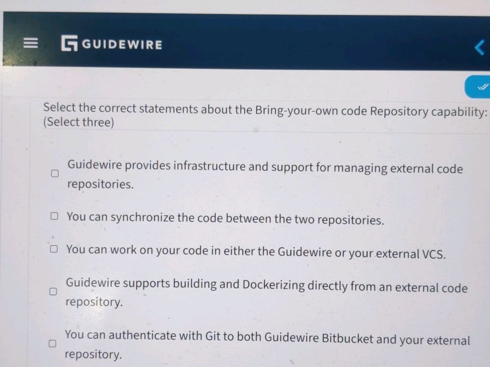ᄃguidewire Select the correct statements | StudyX