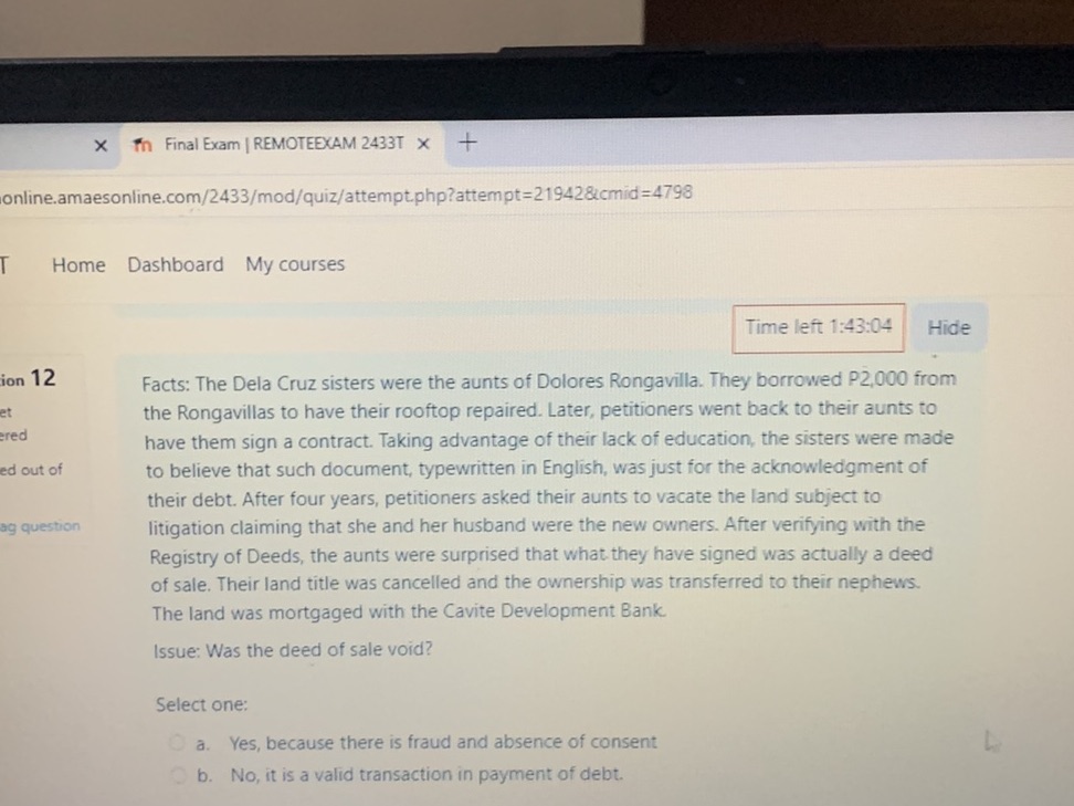 Facts: The Dela Cruz sisters were the aunts | StudyX