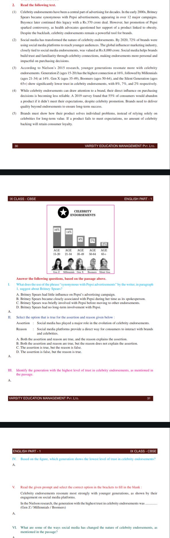 2. Read the following text. (1) Celebrity | StudyX