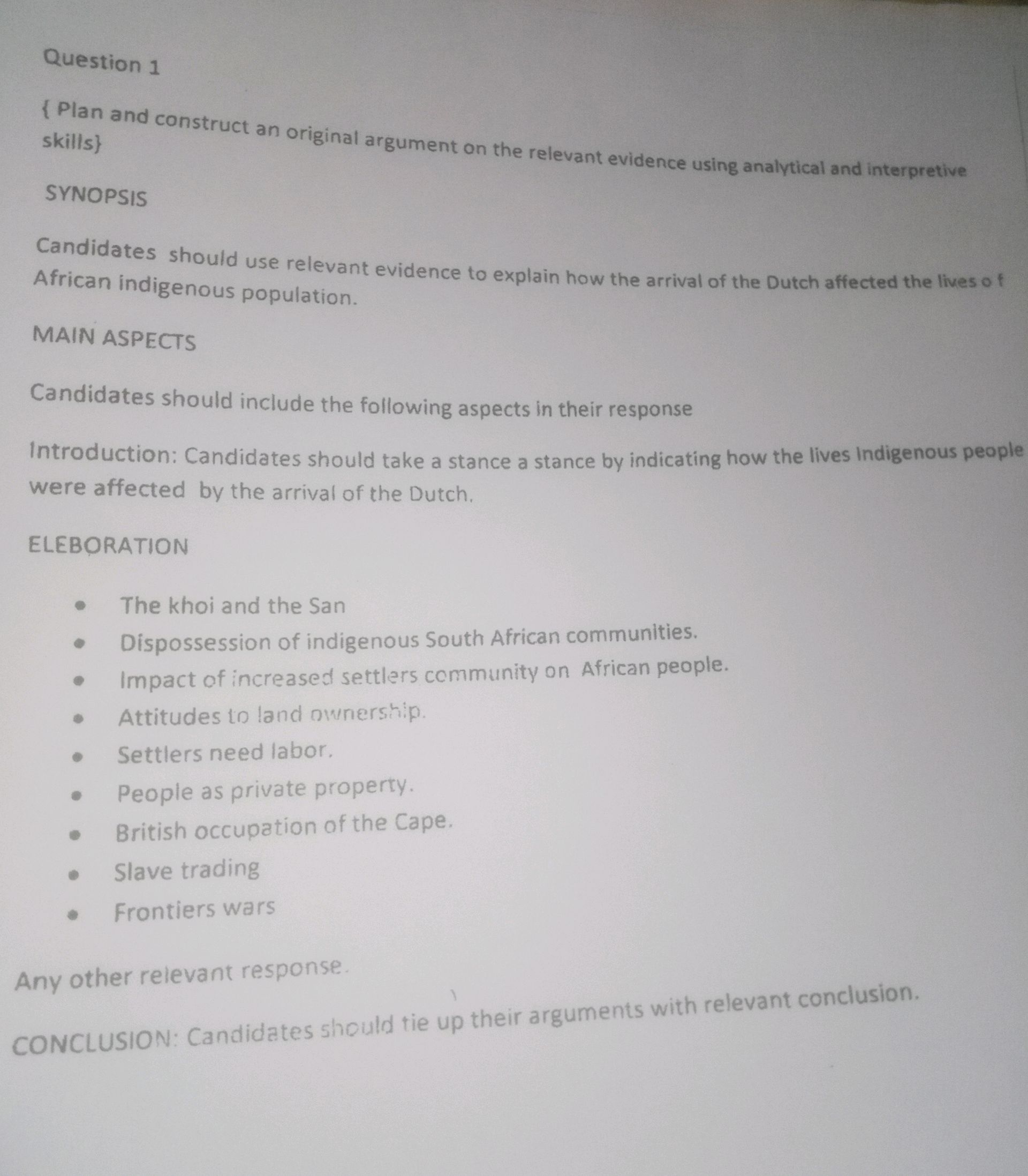 Question 1 { Plan and construct an original | StudyX