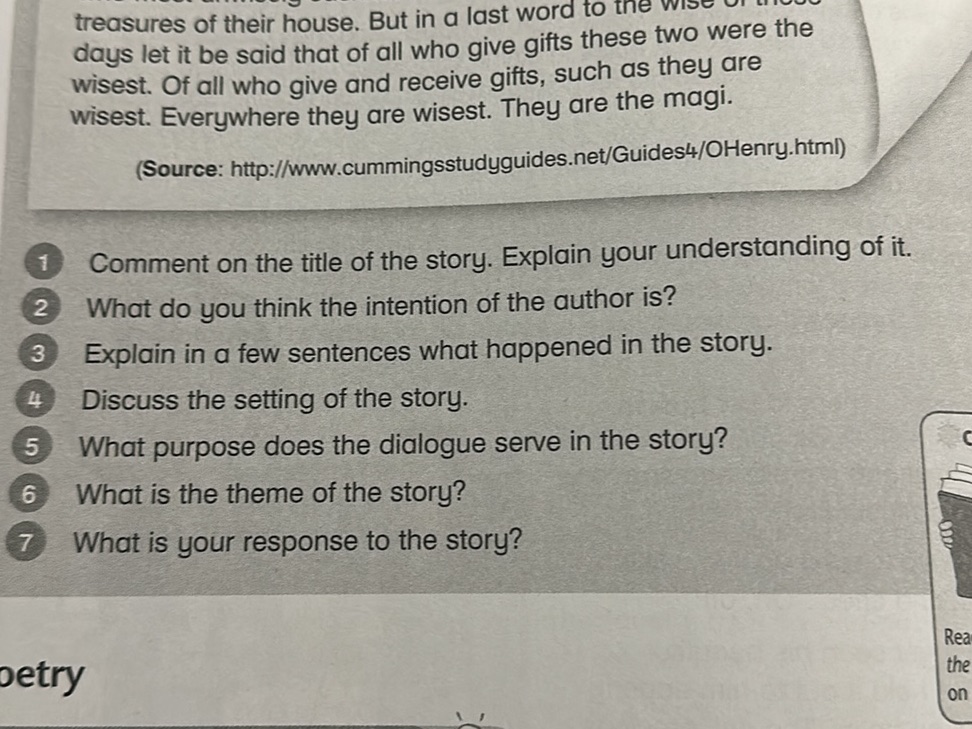 Comment on the title of the story. Explain