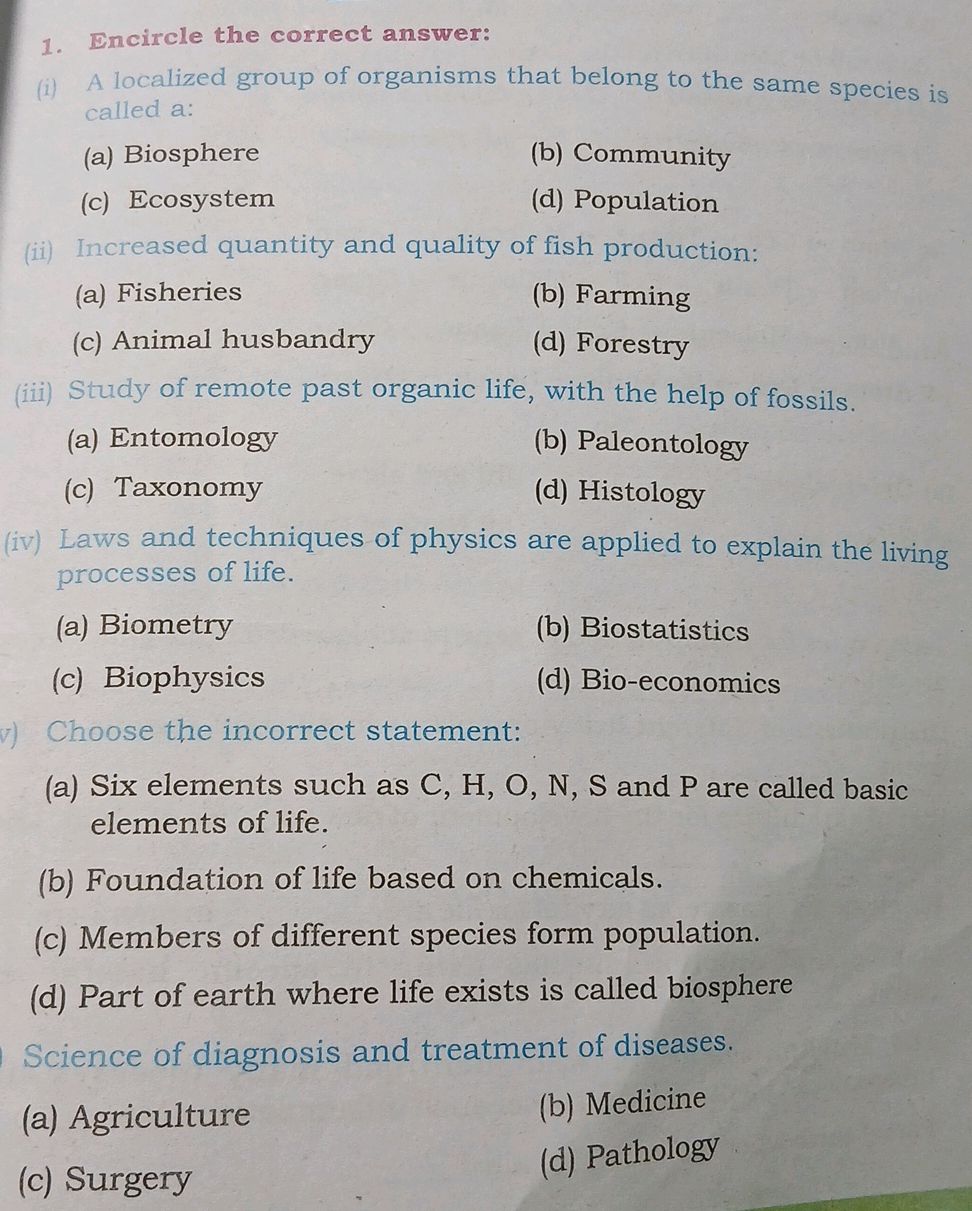 1. Encircle the correct answer: (i) A | StudyX