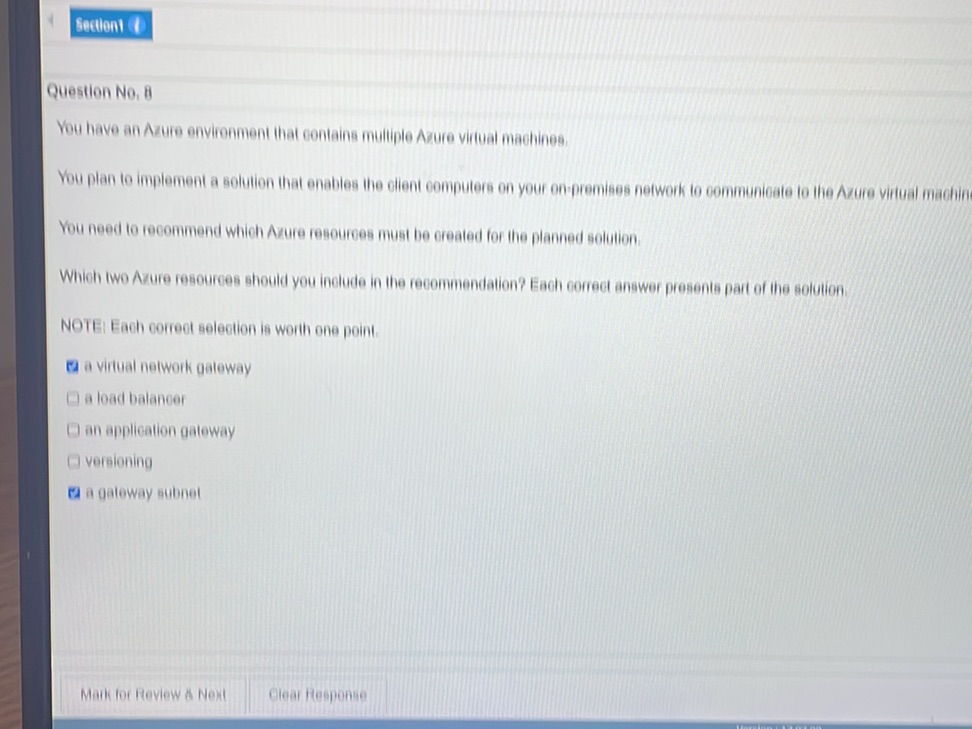 Question No. 8 You have an Azure | StudyX