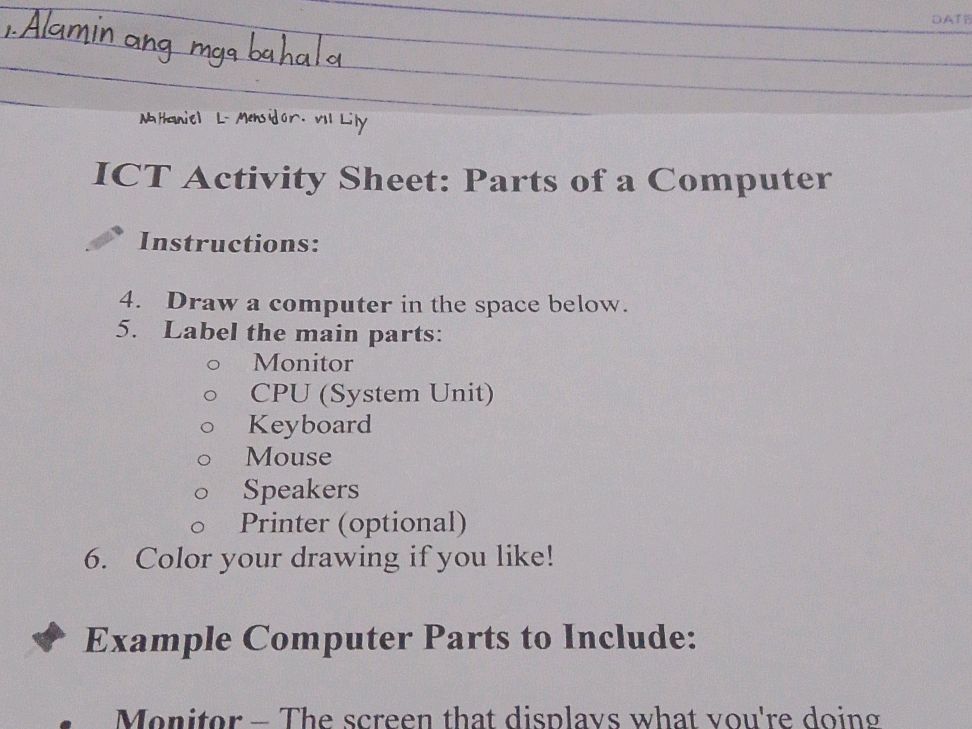 4. Draw a computer in the space below. 5. | StudyX