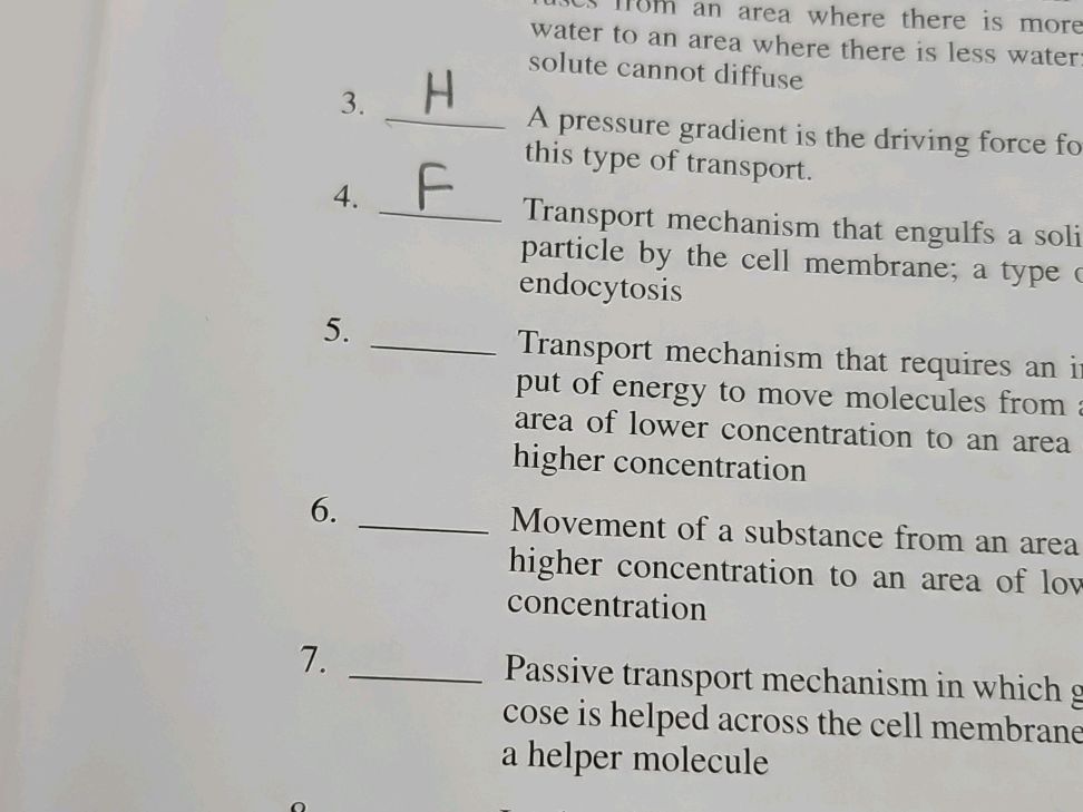 H 4. F Transport mechanism that engulfs a