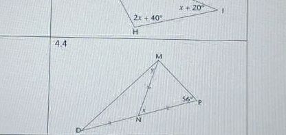 The image contains two triangles with angle