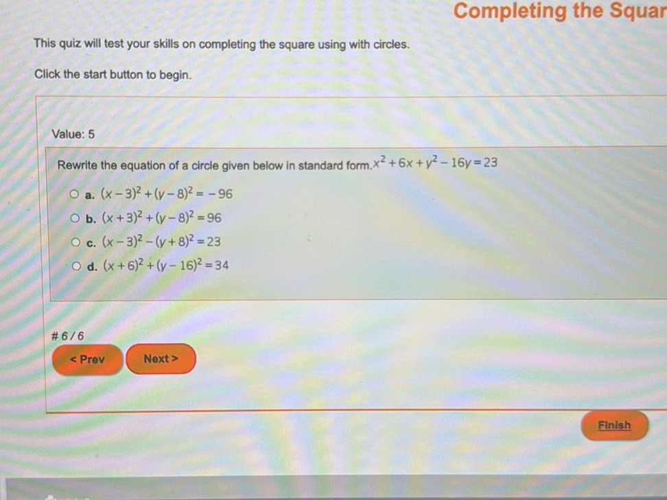Rewrite the equation of a circle given below | StudyX
