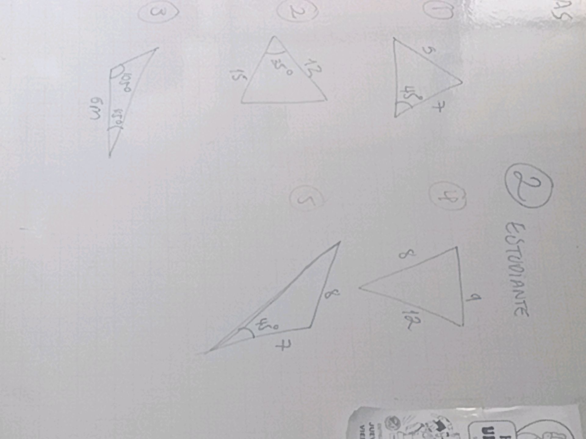 Triangle with sides 5 and 7, and angle 45 | StudyX