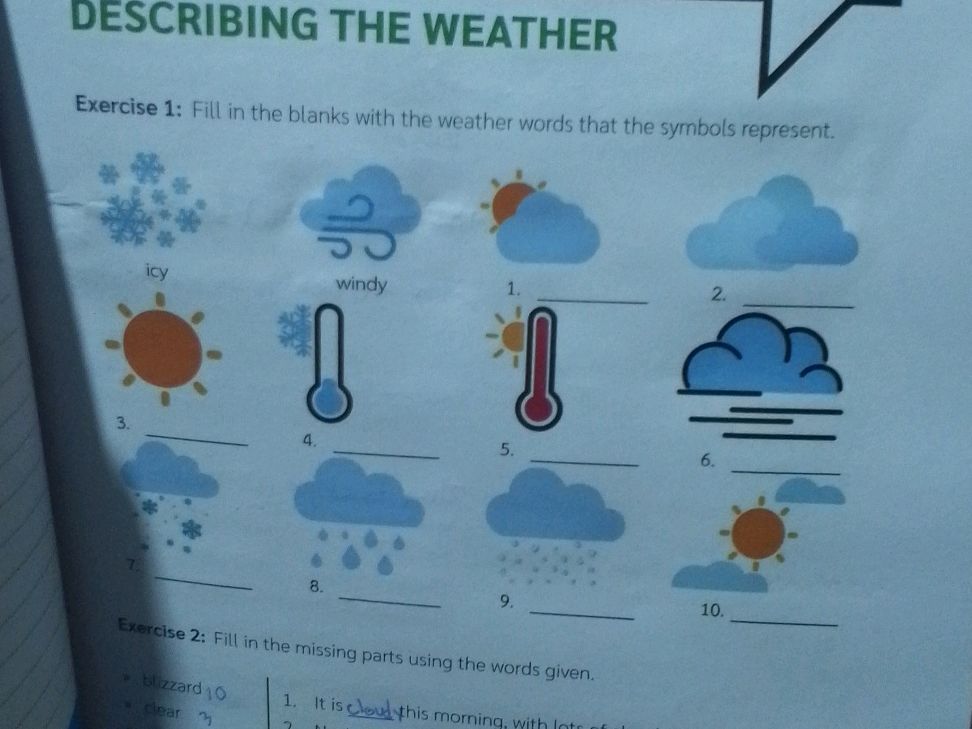 DESCRIBING THE WEATHER Exercise 1: Fill in | StudyX
