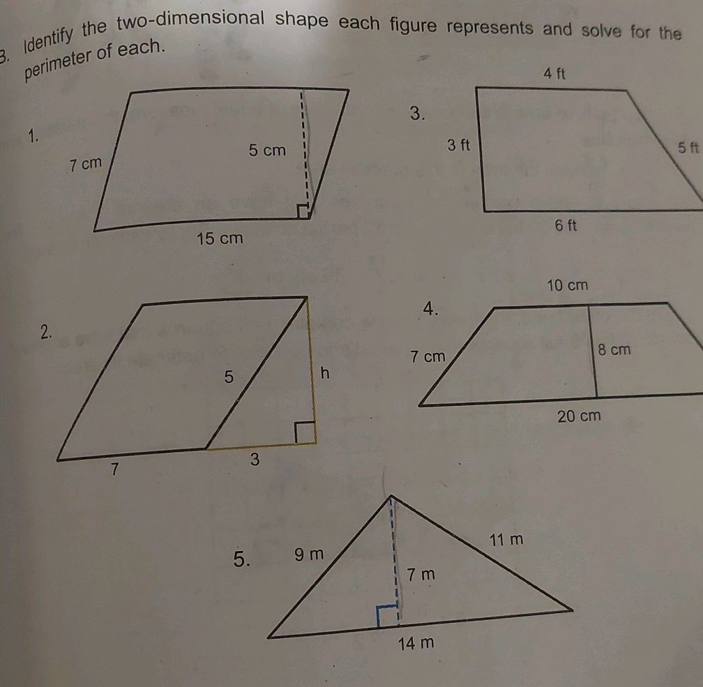 3. Identify the two-dimensional shape each | StudyX
