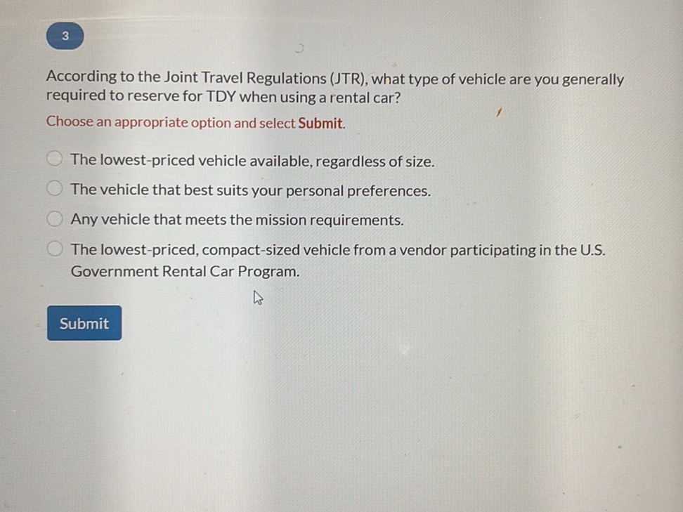 3 According to the Joint Travel Regulations | StudyX