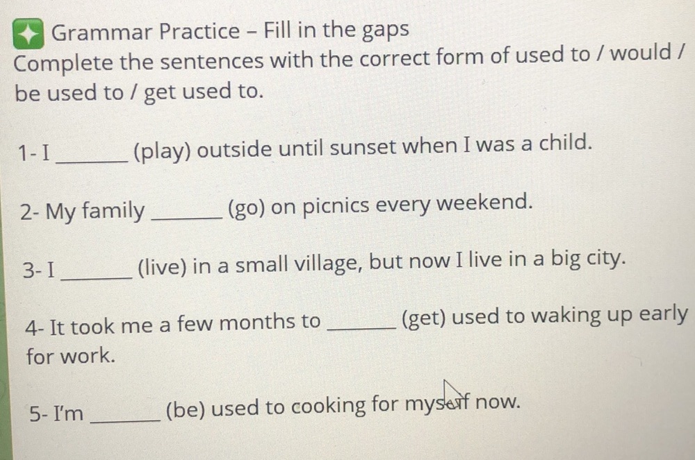 Grammar Practice - Fill in the gaps | StudyX