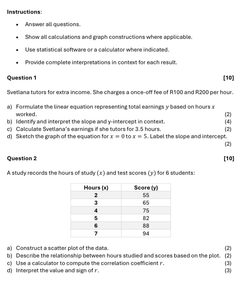 Instructions: Answer all questions. Show all | StudyX