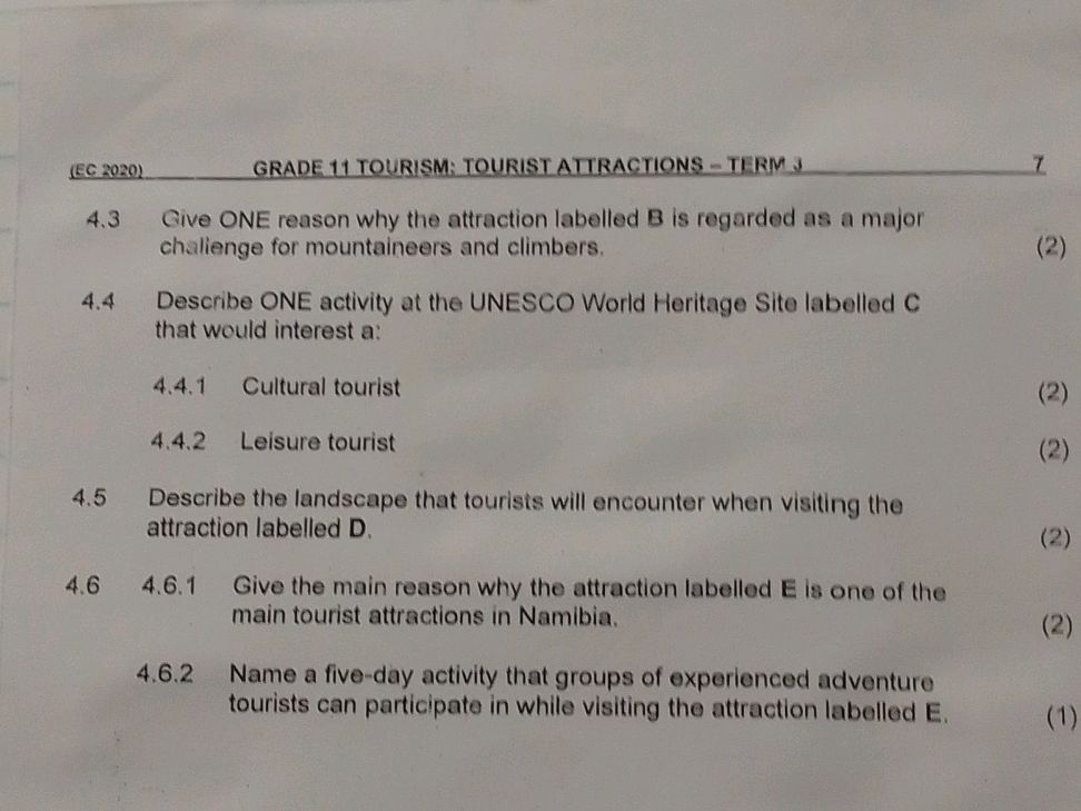 GRADE 11 TOURISM: TOURIST ATTRACTIONS-TERM J | StudyX