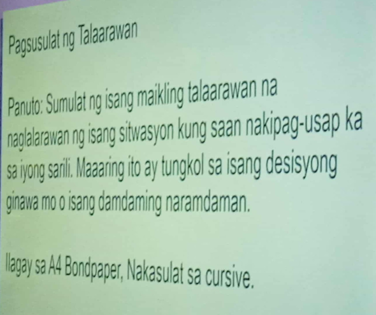 Pagsusulat ng Talaarawan Panuto: Sumulat ng | StudyX